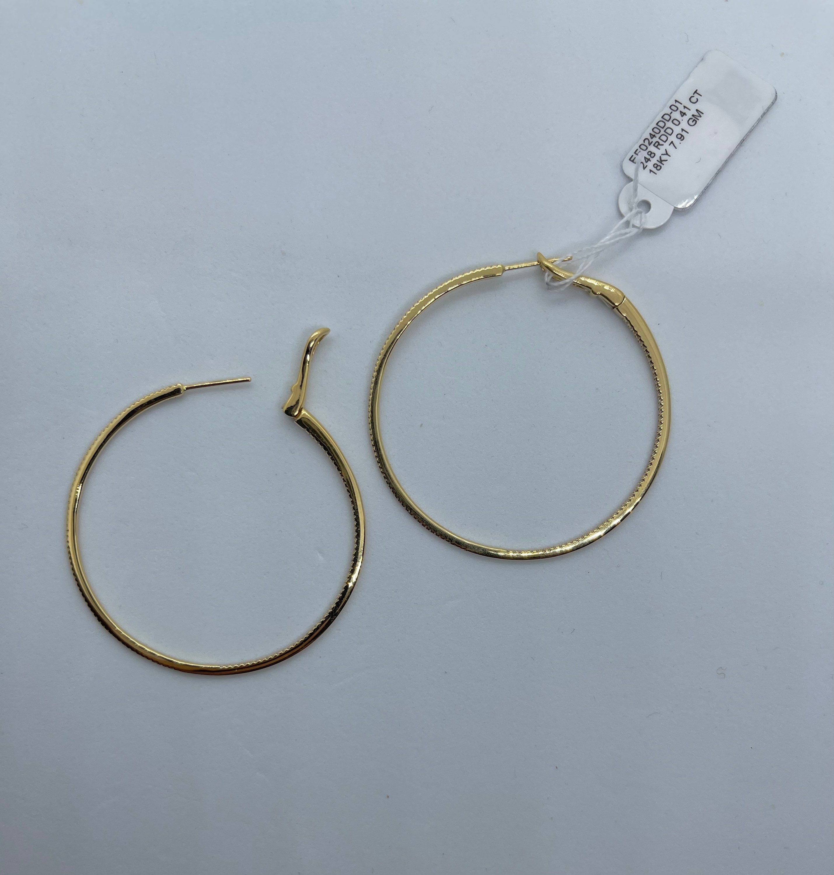 Thin Diamond Hoops Big Diamond Hoop Earrings 18K Yellow Gold - Etsy