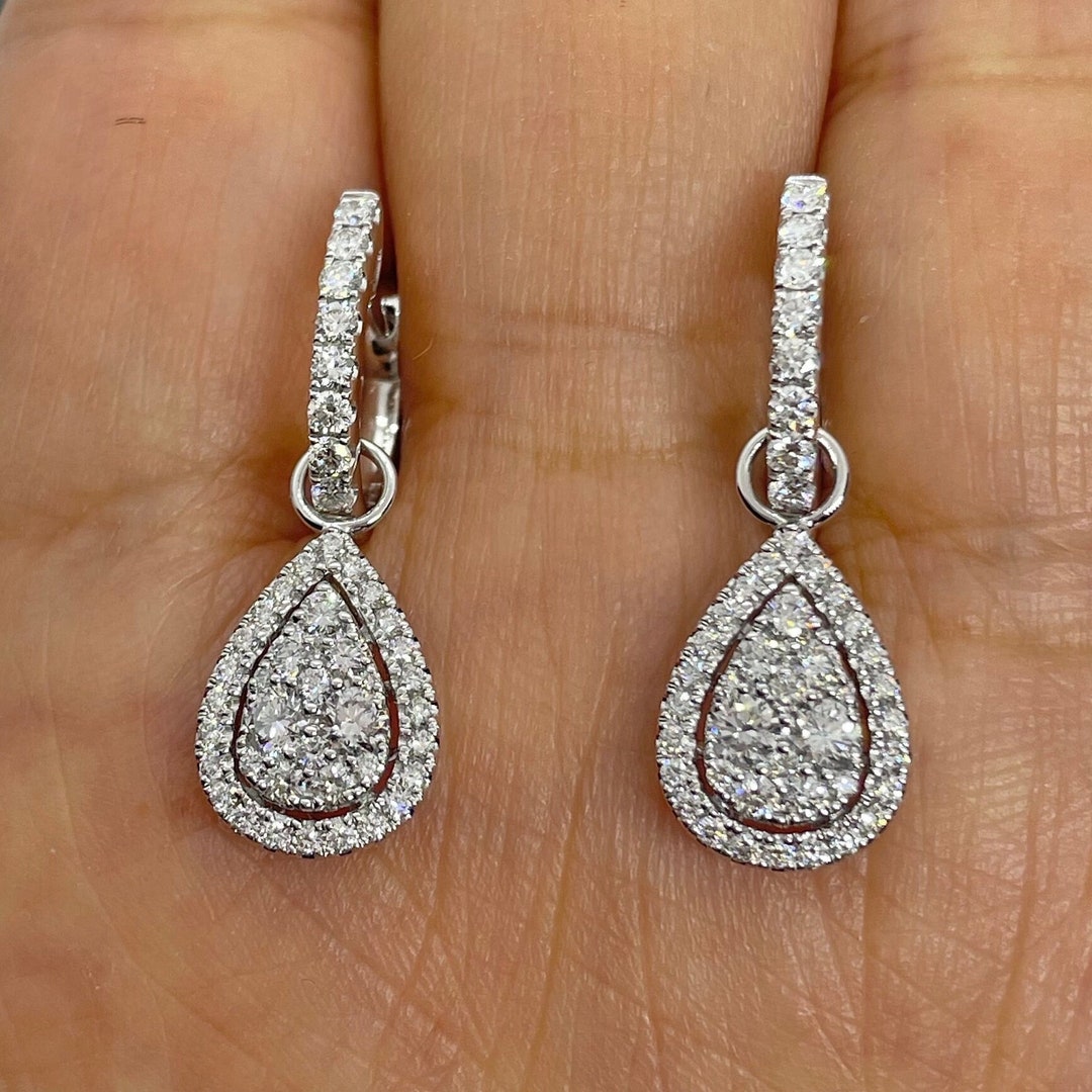 Diamond Pear Shape Earrings, Pear Shaped Diamond Earrings, White Gold ...