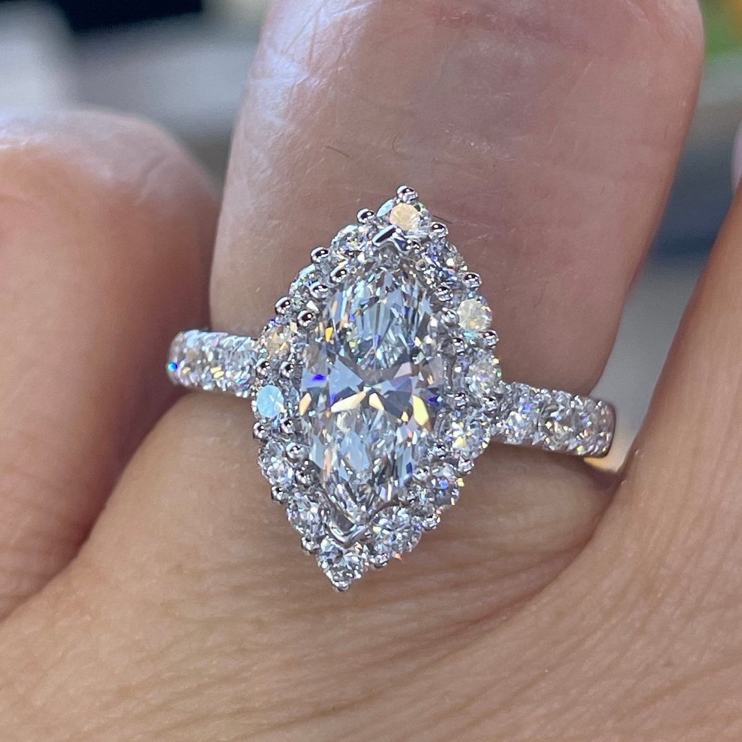 Marquise Engagement Ring, Marquise Diamond Ring, 18K White Gold ...