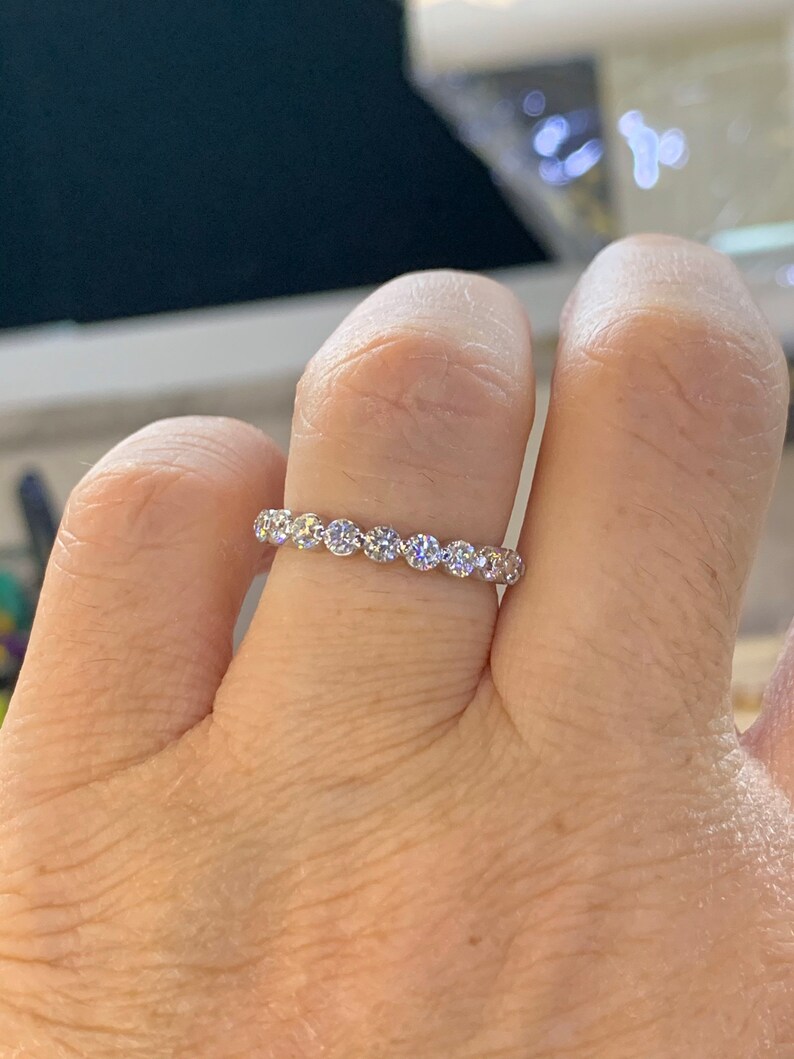 Diamond Wedding Band Round Diamond Single Prong Band 14K - Etsy