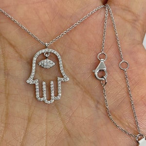 Hamsa Hand 14K White Gold, Diamond Hamsa Pendant, Hamsa Necklace - Etsy