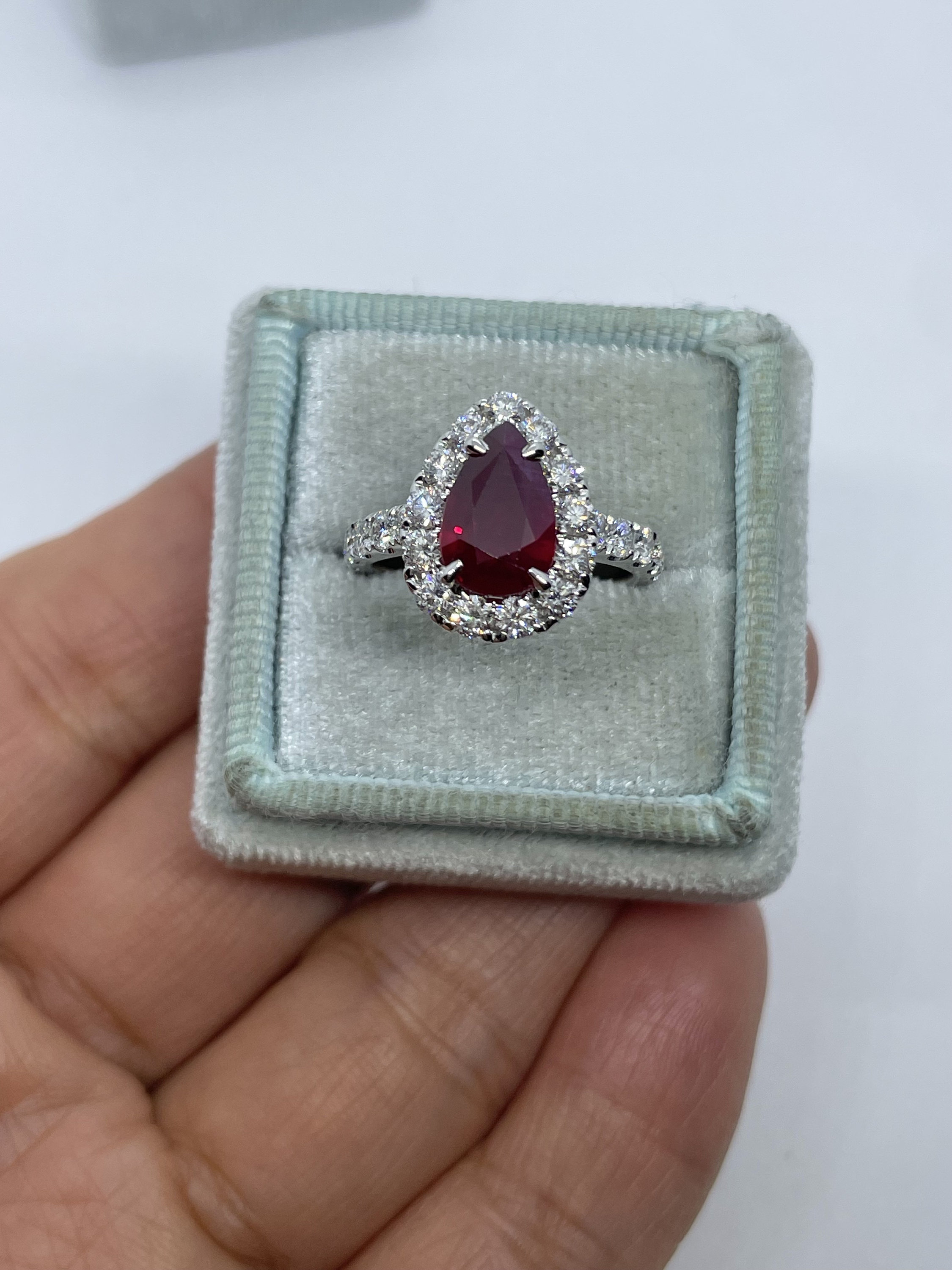 Genuine Ruby Ring, Real Ruby Ring, Pear Ruby Ring, Genuine Ruby and ...