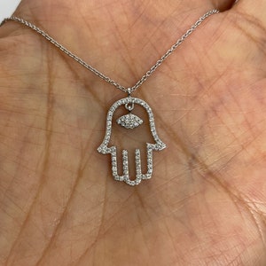 Hamsa Hand 14K White Gold, Diamond Hamsa Pendant, Hamsa Necklace - Etsy