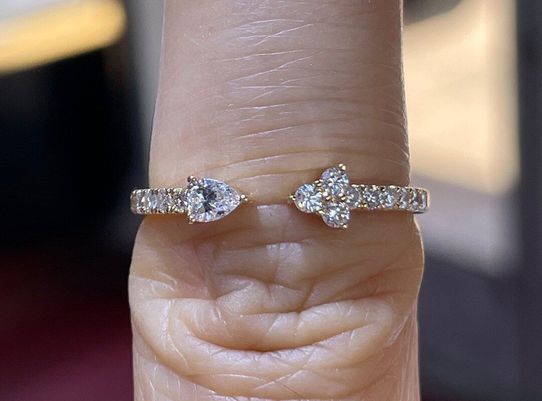 Open Band Ring, 18K Yellow Gold Open Diamond Ring, Stackable Band ...