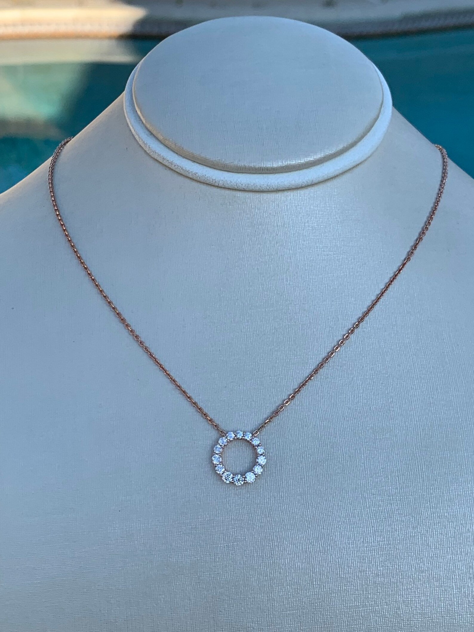 Circle Diamond Necklace Circle Diamond Pendant 18K Yellow | Etsy