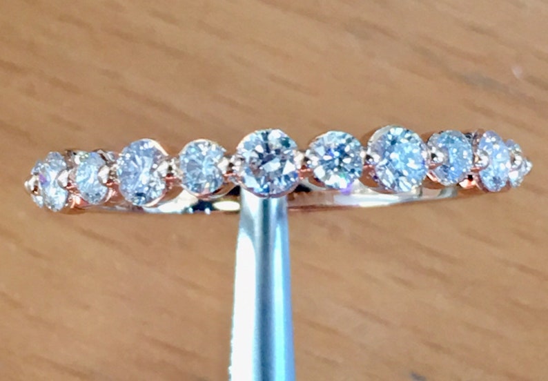 18K White Gold Diamond Wedding Band Single Prong Diamond - Etsy