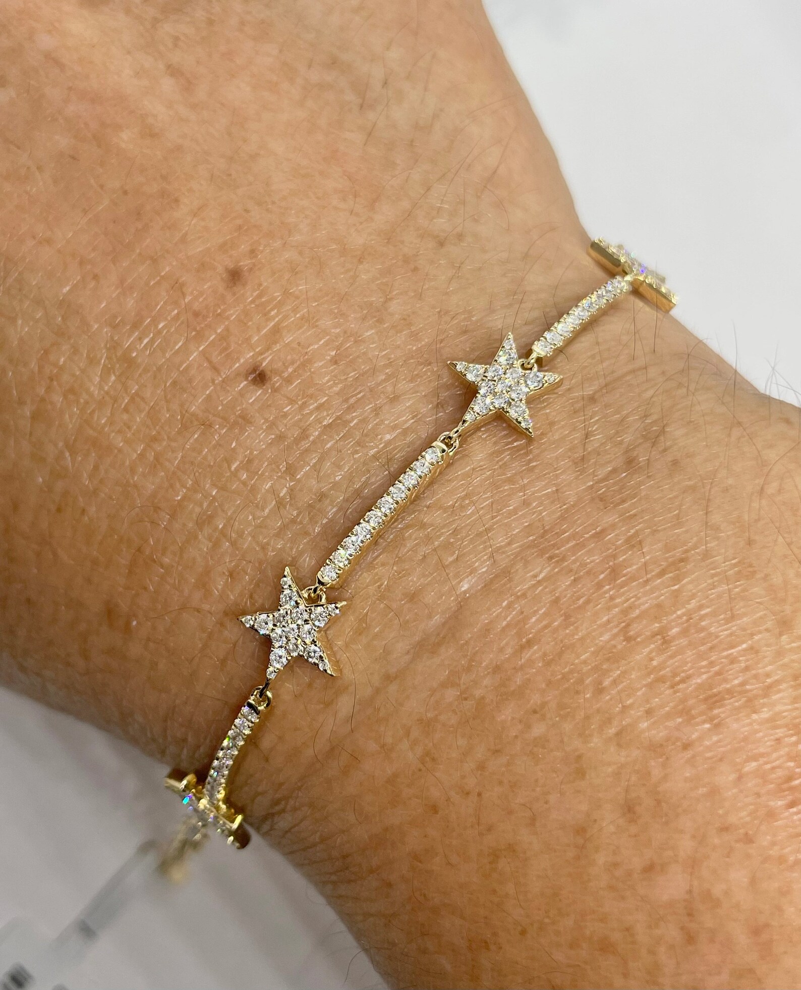 Diamond Star Bracelet Star Diamond Bracelet 14K Yellow Gold - Etsy