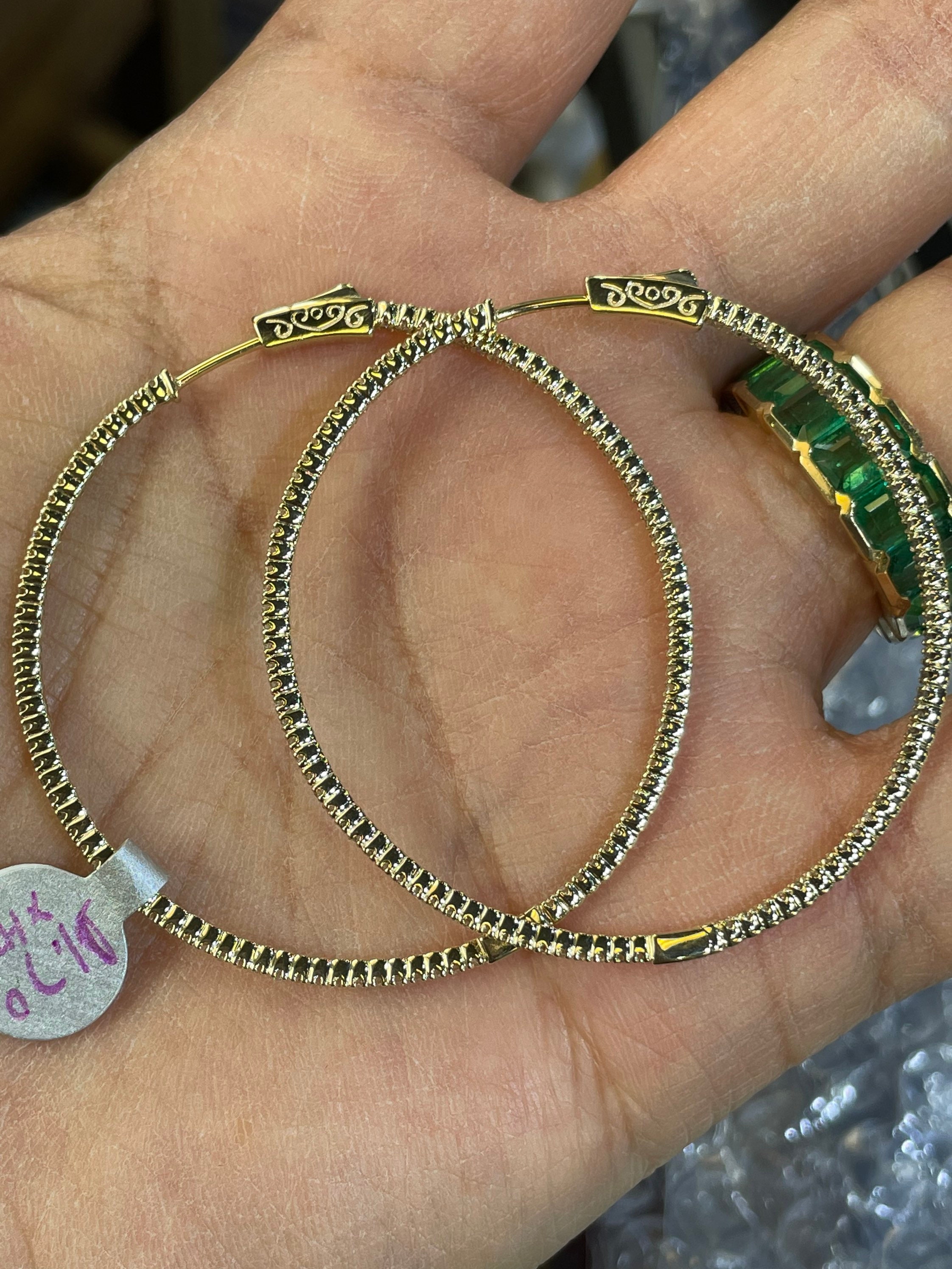 Chic Diamond Hoop Earrings Big Diamond Hoop Earrings 2 Thin | Etsy