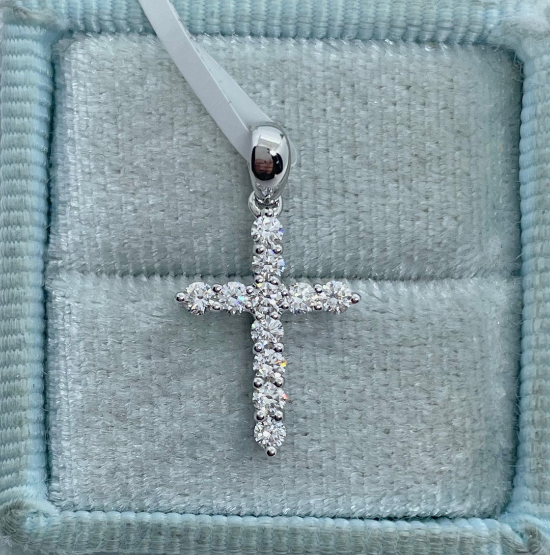Genuine Diamond Cross, Dainty Diamond Cross Necklace, 18K Yellow Gold ...