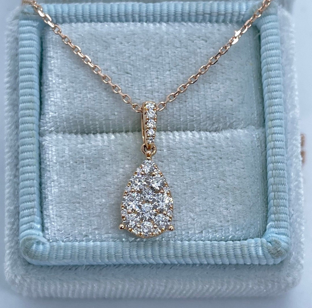Pear Shape Diamond Pendant, Pear Diamond Necklace, Diamond Solitaire ...