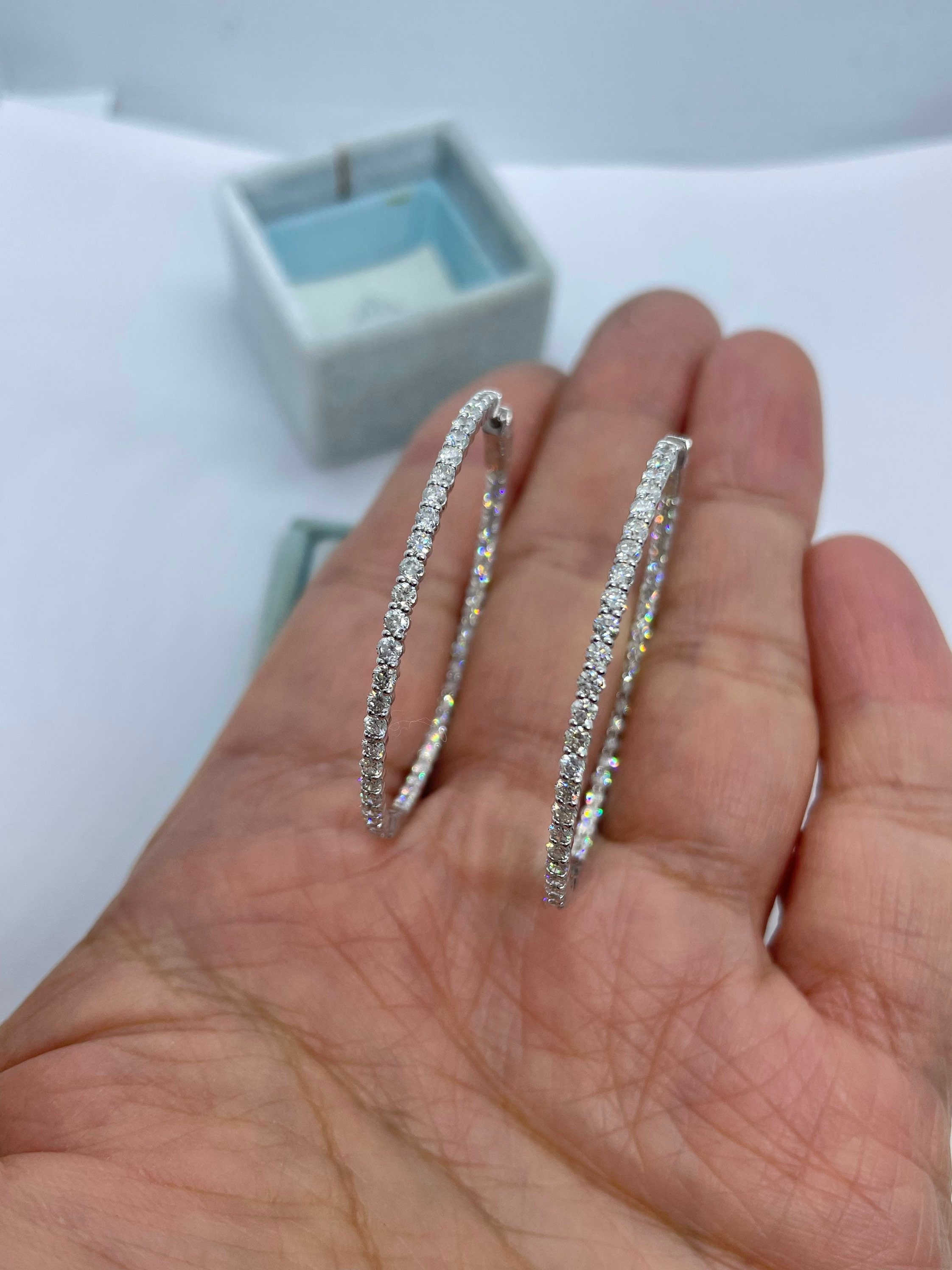 Chic Diamond Hoop Earrings Big Diamond Hoop Earrings 1.65 - Etsy