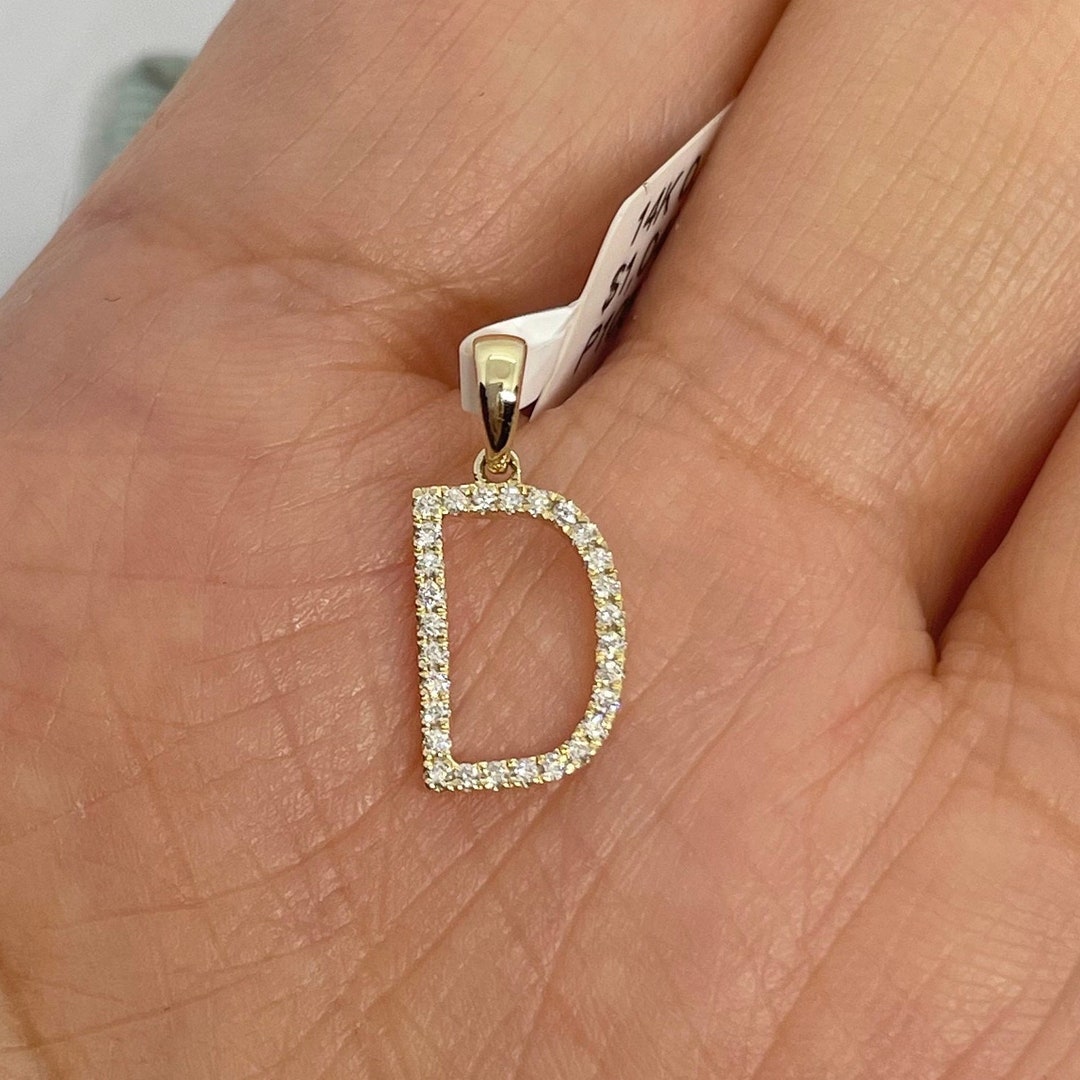 Initial D Pendant, Small Diamond D Pendant, Dainty Diamond Initial ...