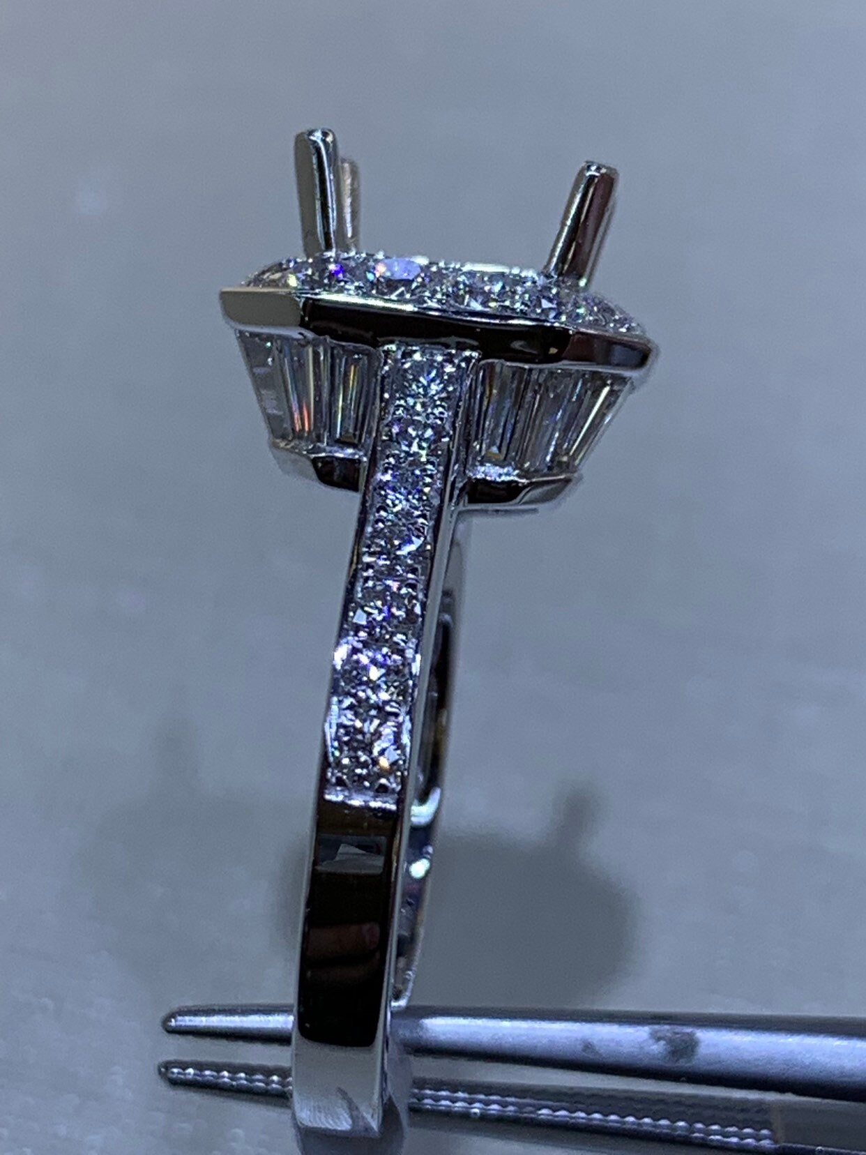 Halo Emerald Cut Diamond Setting 18K White Gold Setting for | Etsy