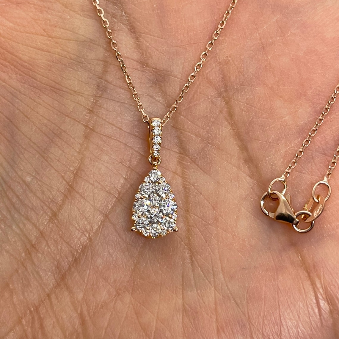 Pear Shape Diamond Pendant Pear Diamond Necklace Diamond | Etsy
