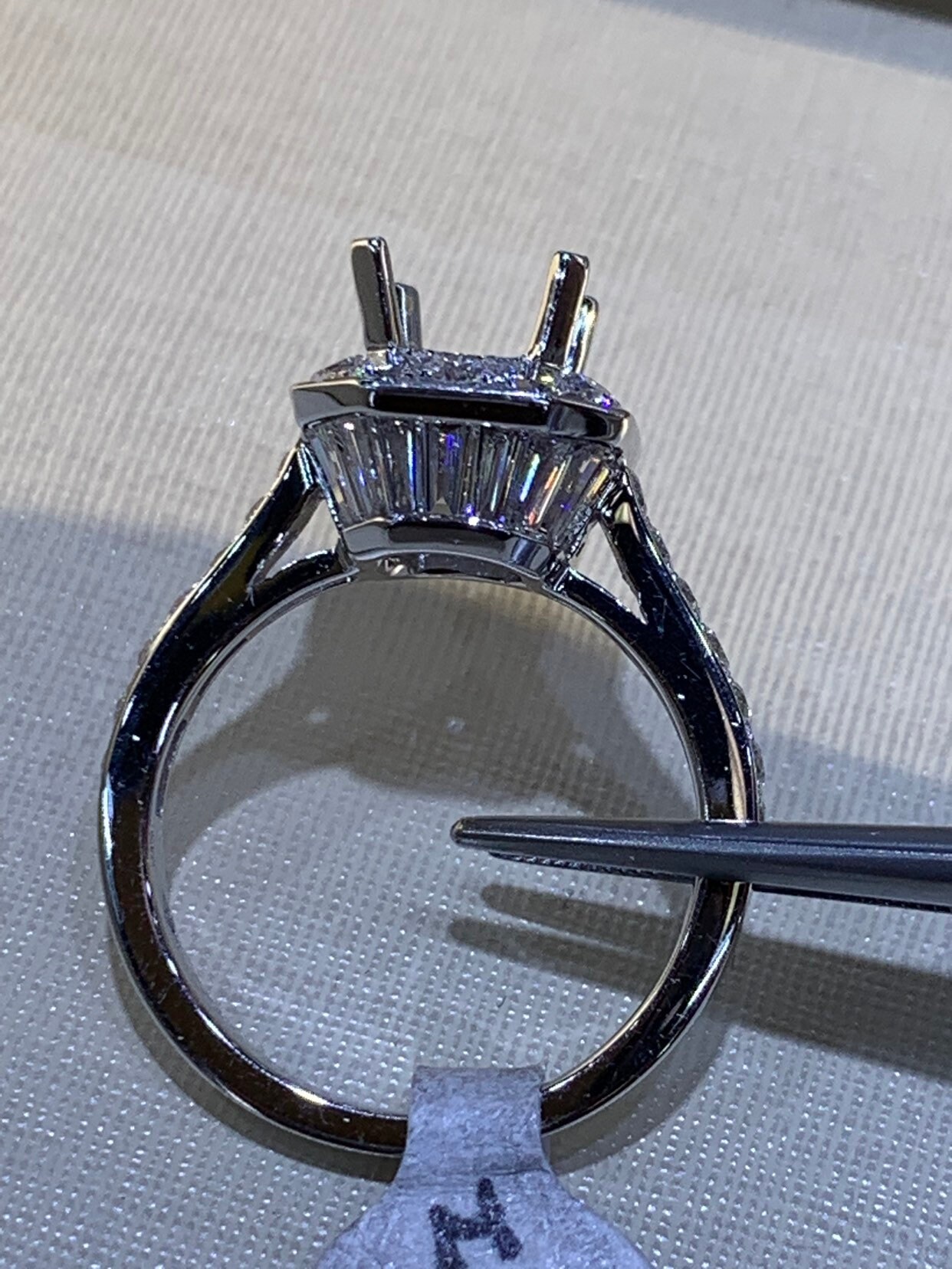 Halo Emerald Cut Diamond Setting 18K White Gold Setting for | Etsy