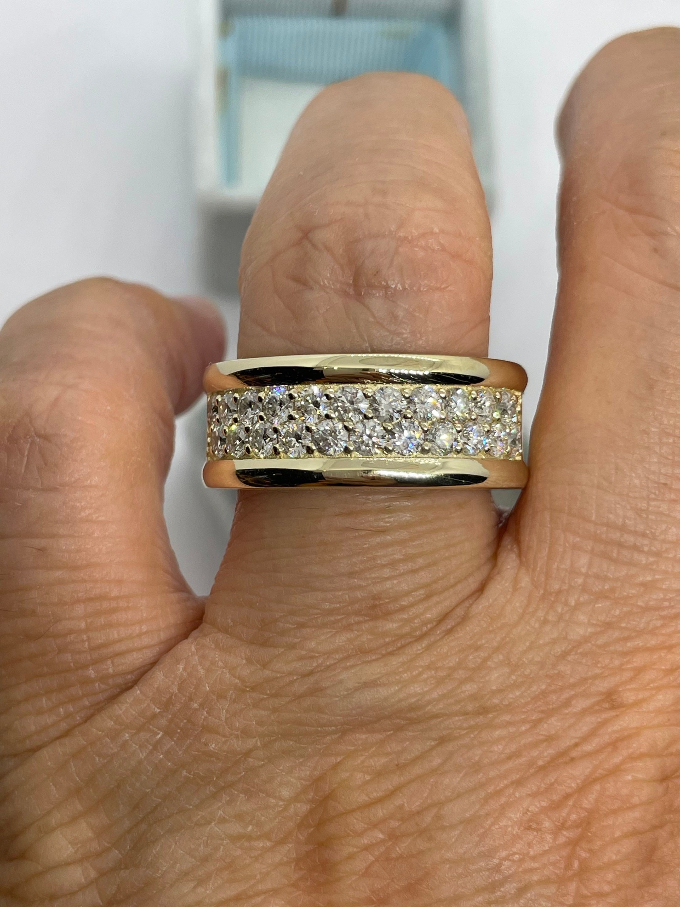 Man Diamond Ring Men Diamond Wedding Band 14K Yellow Gold - Etsy