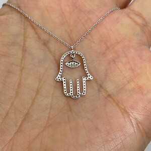 Hamsa Hand 14K White Gold, Diamond Hamsa Pendant, Hamsa Necklace - Etsy