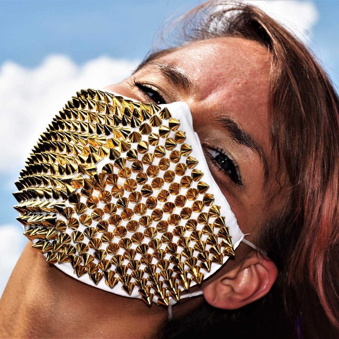 Mix 1black & 1white Face Mask Stud Face Mask Spike Mask - Etsy UK