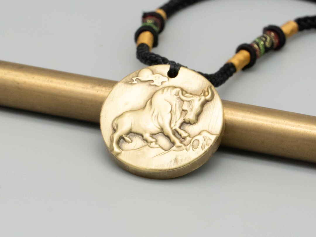 Brass Bull Pendant Necklace,brass Necklace,vintage Brass ,charm ...