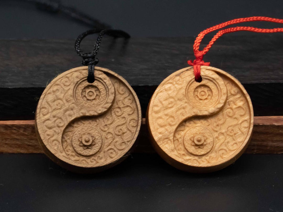 Tai Chi Pendant,yin Yang Necklace,taoism,taiqi Symbol,wood Carving ...