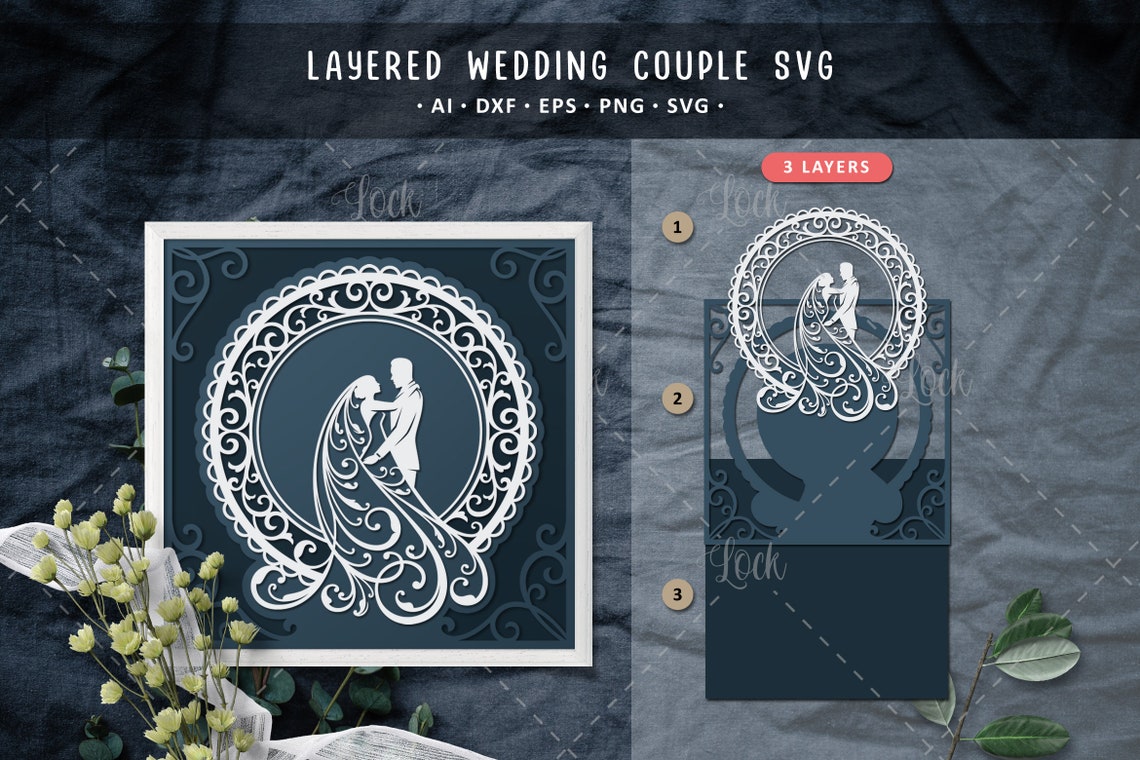 Layered Wedding Couple Svg Woman in Dress Svg Wedding Dress - Etsy
