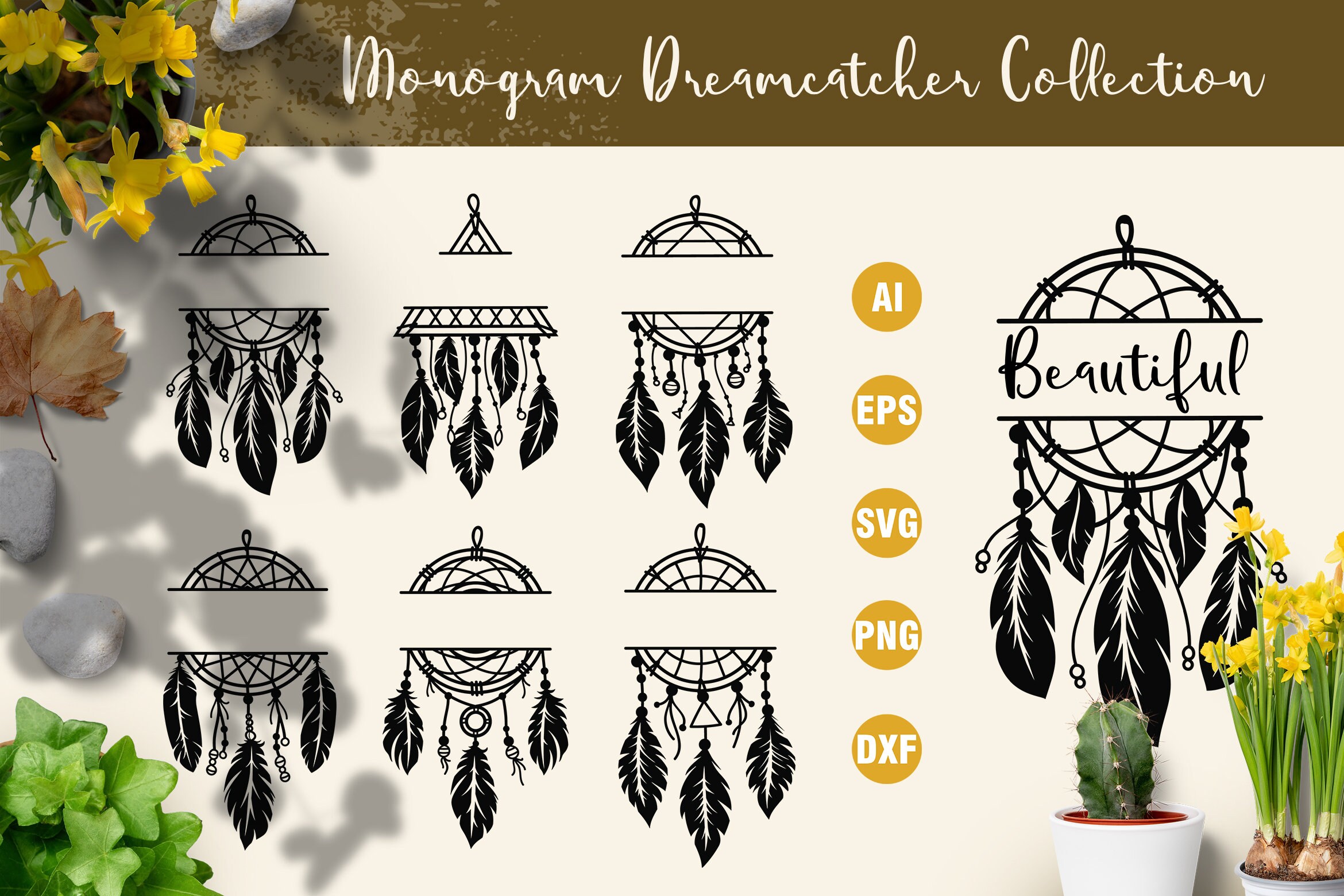 Dream Catcher Monogram Bundle SVG - Etsy