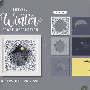 Winter Papercut Layered Decoration, Winter 3D Layered - Etsy