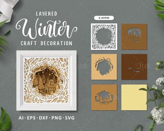 Winter Papercut Layered Decoration Winter 3D Layered - Etsy