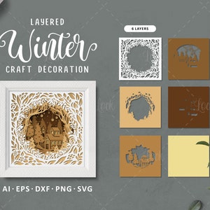Winter Papercut Layered Decoration, Winter 3D Layered - Etsy
