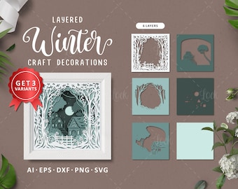 Winter Papercut Layered Decoration, Winter 3D Layered - Etsy