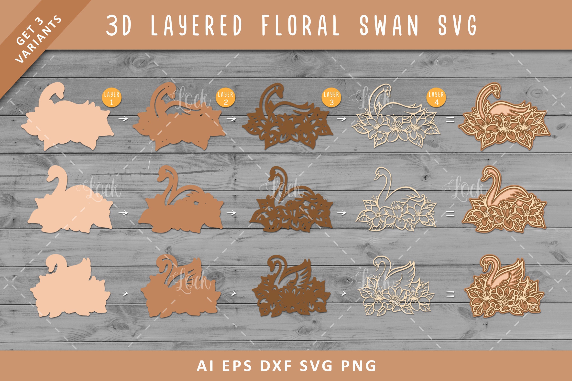 Swan 3d Layered - Etsy