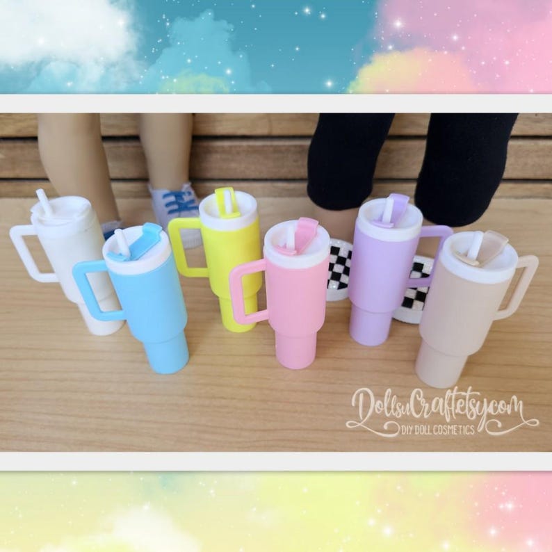 Tumbler + Stickers 18 Inch Doll Sized Water Bottle Accessories Fits ...