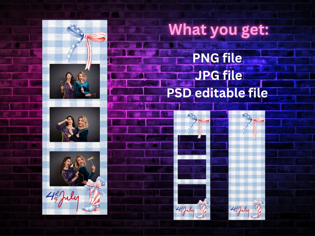 4th of July Photo Booth Template - 2x6 Photo Strip- Americana Boot - Etsy