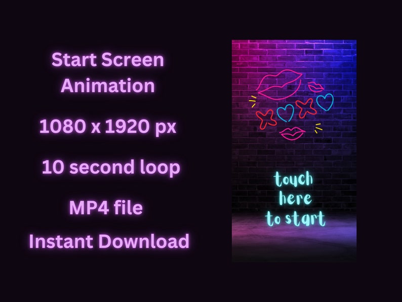Touch Screen to Start Mirror Booth Animation- Neon Glow Party - Etsy