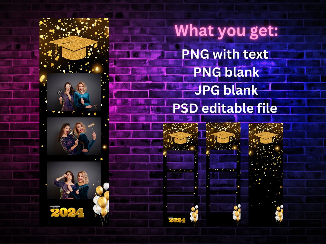 Graduation Photo Booth Template- 2x6 Photo Strip - Etsy