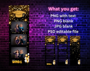 Graduation Photo Booth Template 2x6 Photo Strip Graduation Prom Frame ...