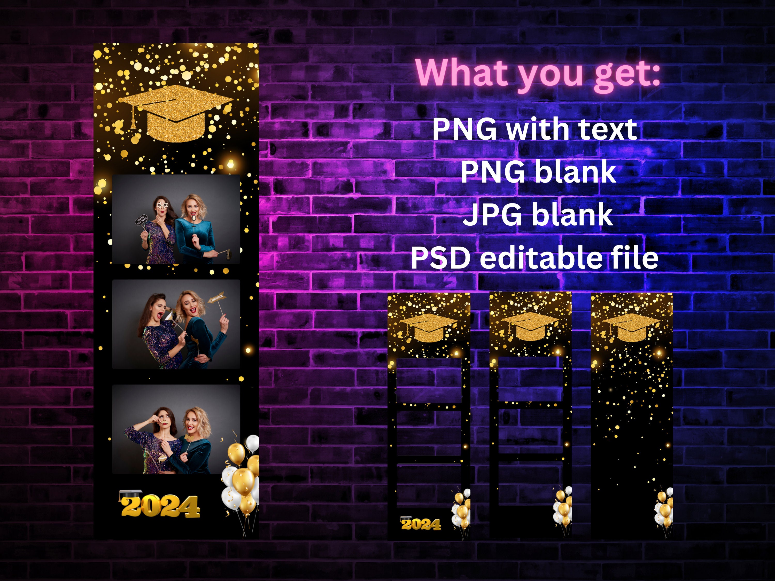 Graduation Photo Booth Template 2x6 Photo Strip - Etsy