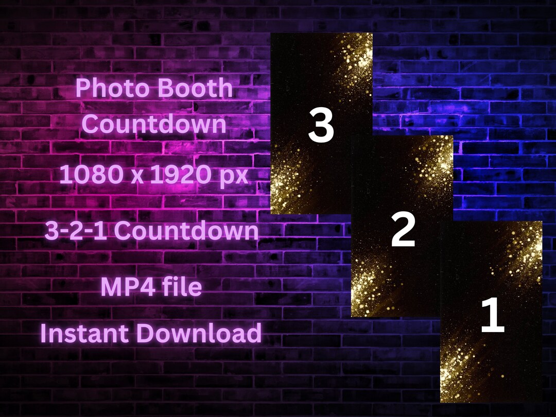 Mirror Booth 3-2-1 Countdown Animation- Gold Sparkles - Etsy