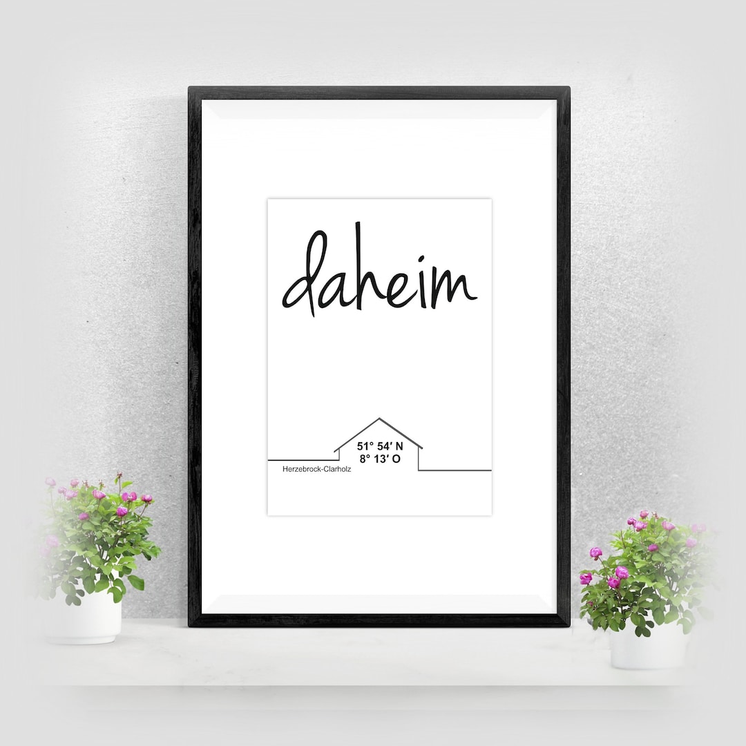 Poster daheim Personalisiert mit Koordinaten Wohnort Geschenk für ...