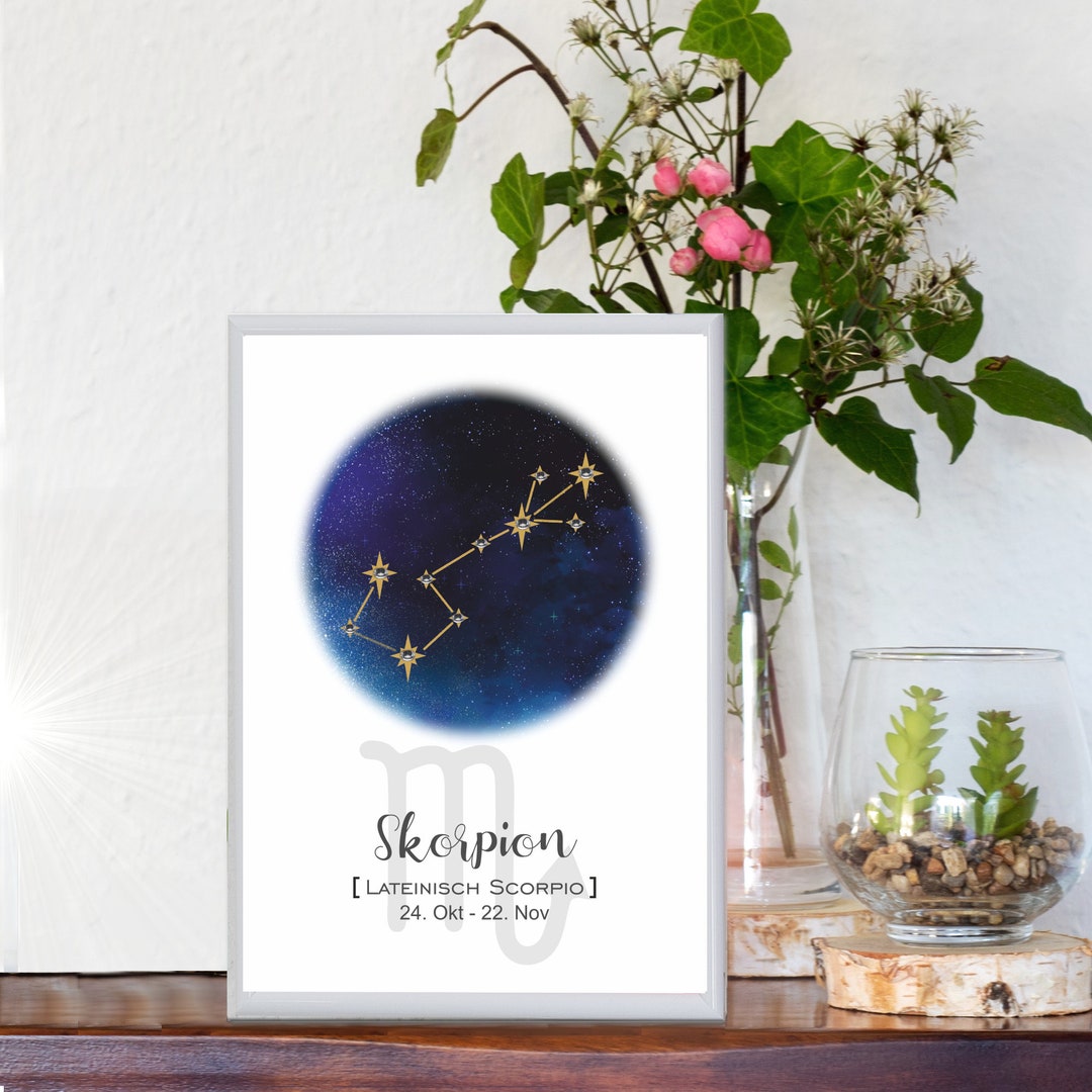 Zodiac Poster Scorpio With Frame | Constellation With Rhinestones Din ...