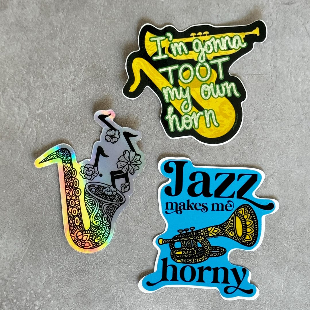Stickers for Laptop and Waterbottle - Music, Jazz, Saxophone, Trumpet ...
