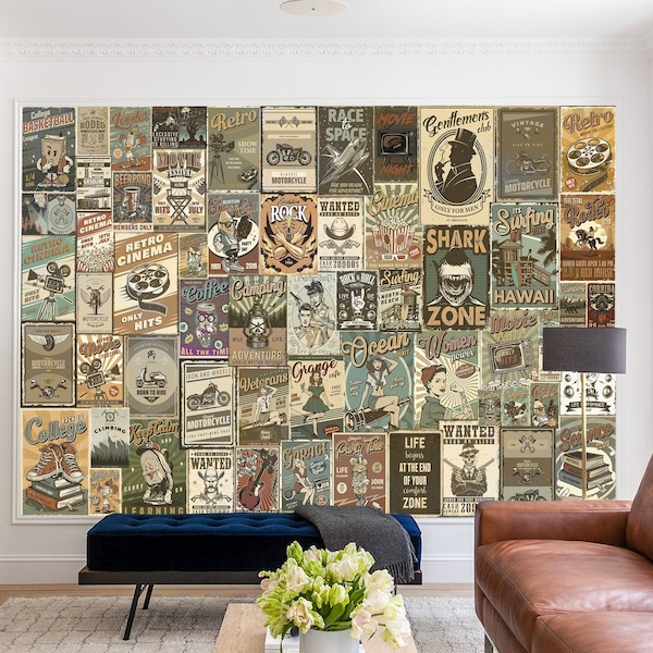 Retro Wallpaper - Etsy