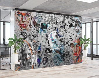 Graffiti Cartoon Wallpaper Urban Street Art Modern & Original Collag ...