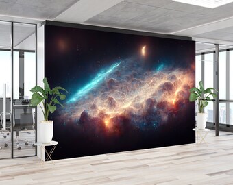 Galaxy Star Clusters Nebula Mural Print Wallpaper Peel and - Etsy