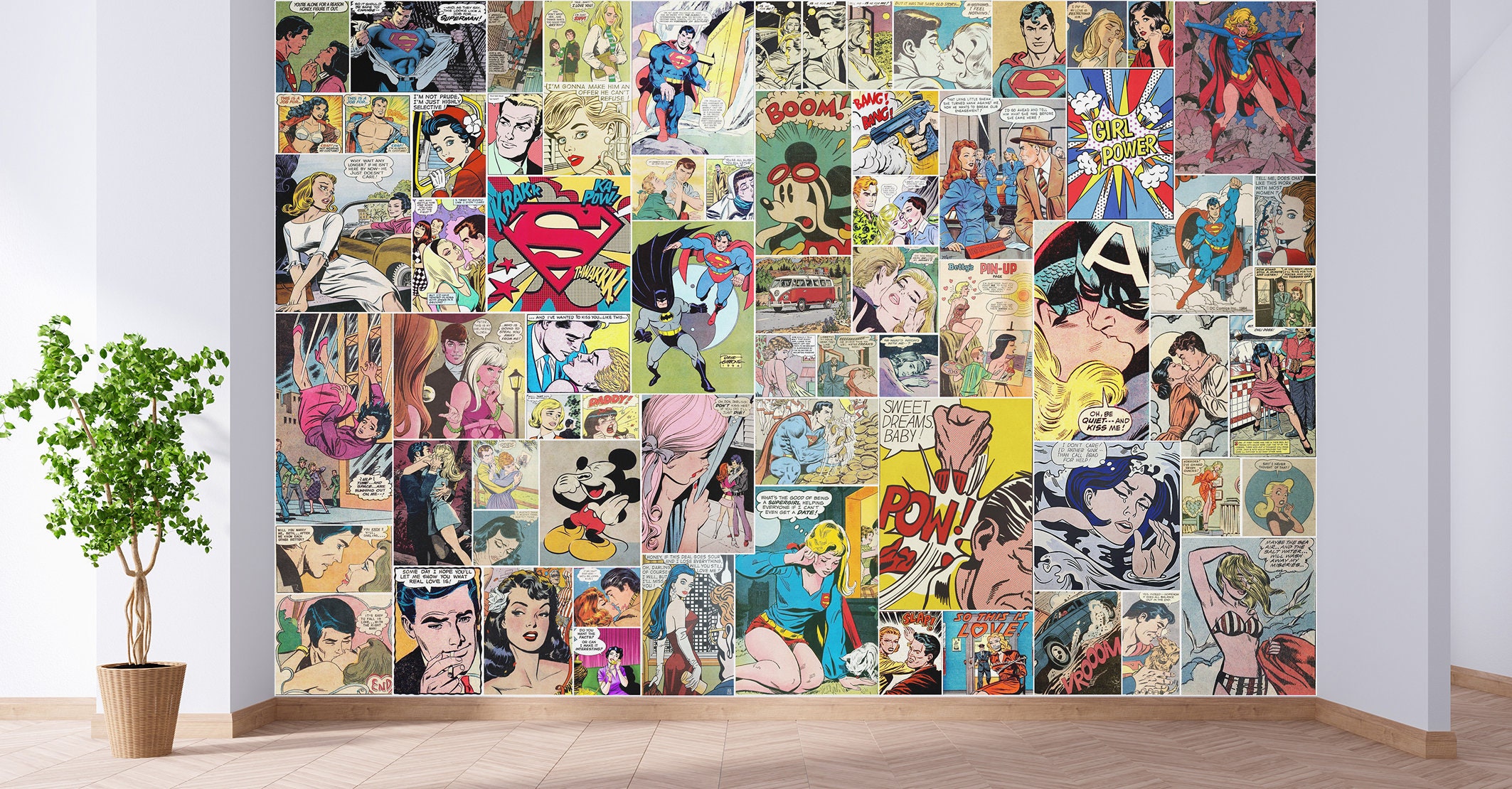 Pop Art Retro Mural Peel and Stick Wallpaper Pop Style Vintage - Etsy ...