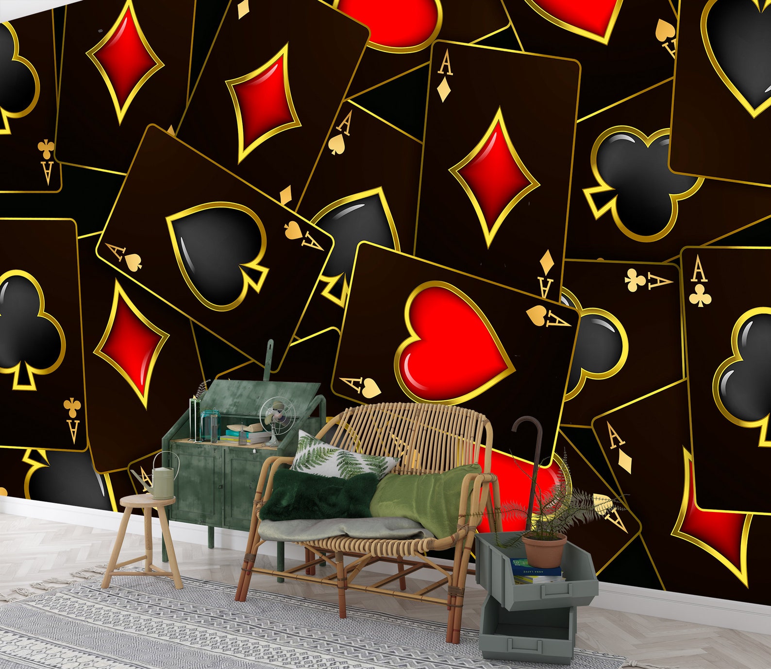 Playing Cards Wallpaper Poker Casino & Card Suits Self Adhesive Poker ...