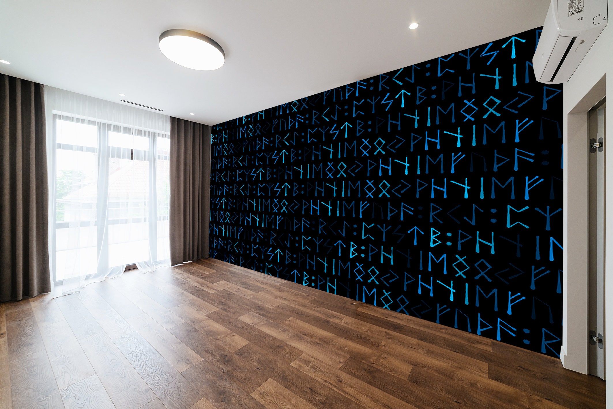 Runes Nordic Wallpaper Futhark Black Blue Protection & Symbols Viking ...