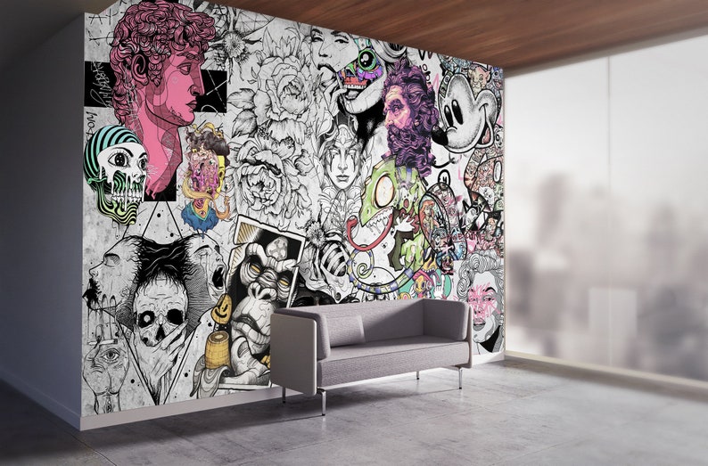 Urban Street Art Wallpaper Modern & Graffiti Original Collag - Etsy