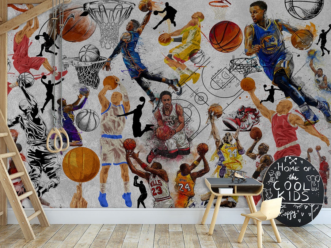 Graffiti Basketball Wallpaper & Sport Wall Mural Gym Decor Urban Street ...