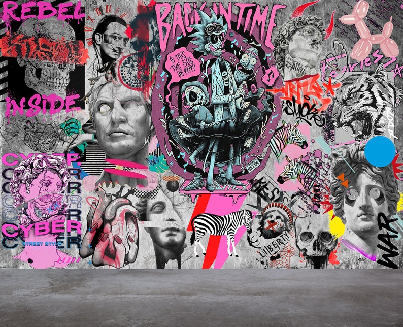 Cartoon Graffiti Wallpaper Urban Street Art Modern & Original - Etsy